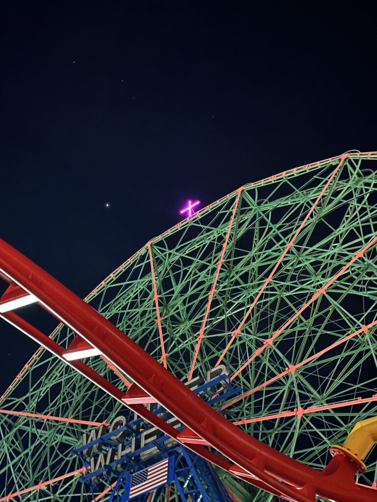 Cross placed atop Wonder Wheel, lights up for different causes and ...