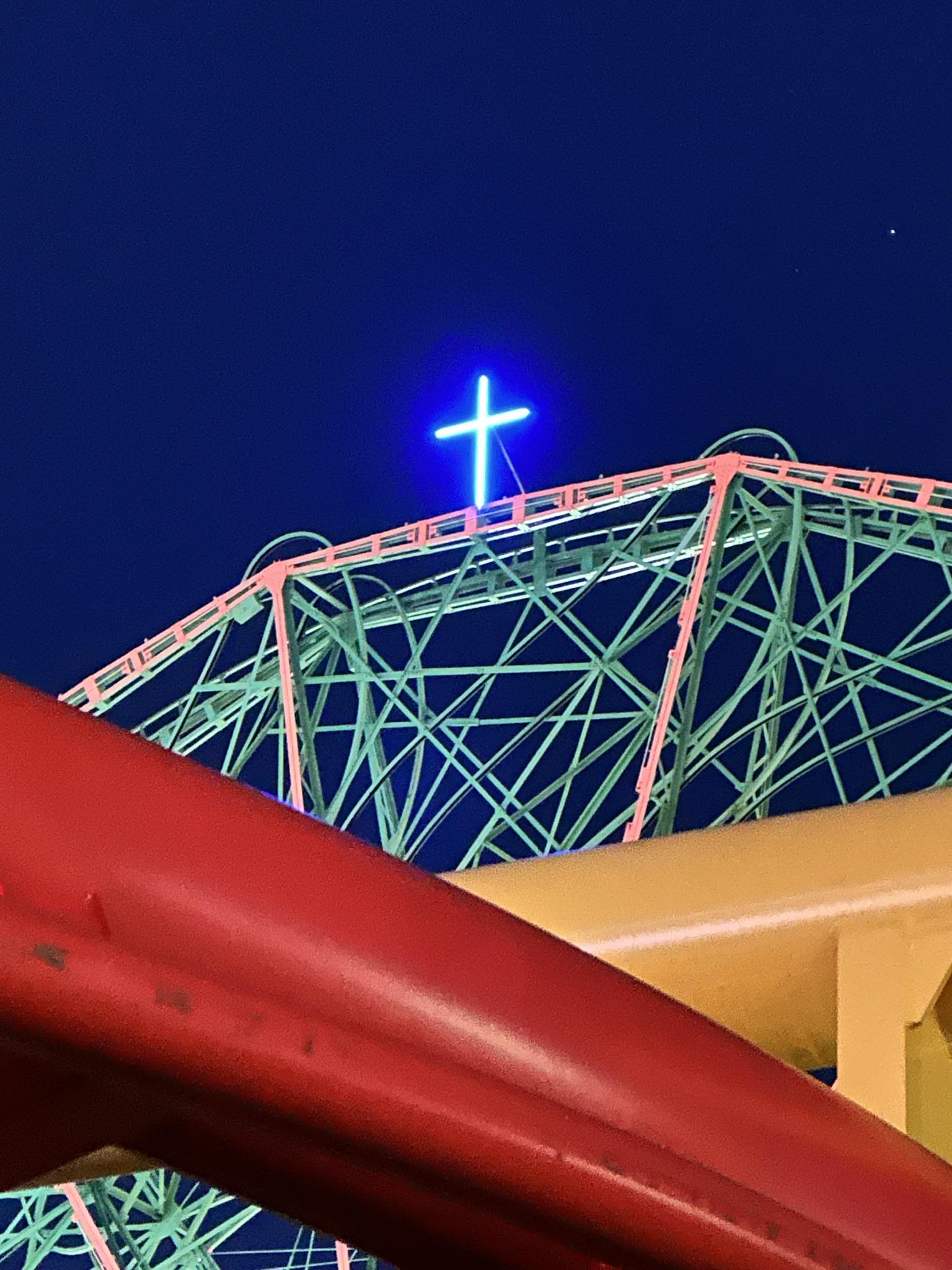 Cross placed atop Wonder Wheel, lights up for different causes and ...
